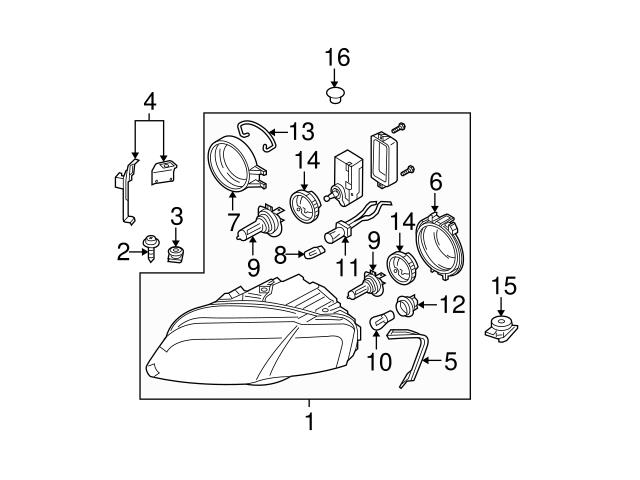 Genuine VW/Audi 8E0941109 Headlight Retaining Ring; Left, Right - Audi ...
