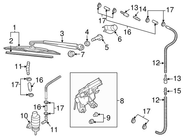 Genuine VW/Audi 8E9955407C Back Glass Wiper Arm; Rear - Audi ...