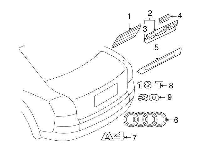 Genuine VW/Audi 8H0827699A01C Deck Lid Finish Panel - Audi ...