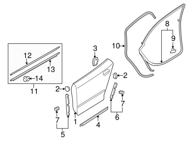 Genuine VW/Audi 8H0837911E Door Seal; Left - Audi | 8H0837911 ...