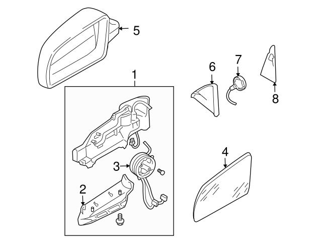 Genuine VW/Audi 8H1858531F01C Door Mirror Housing; Front Left - Audi ...