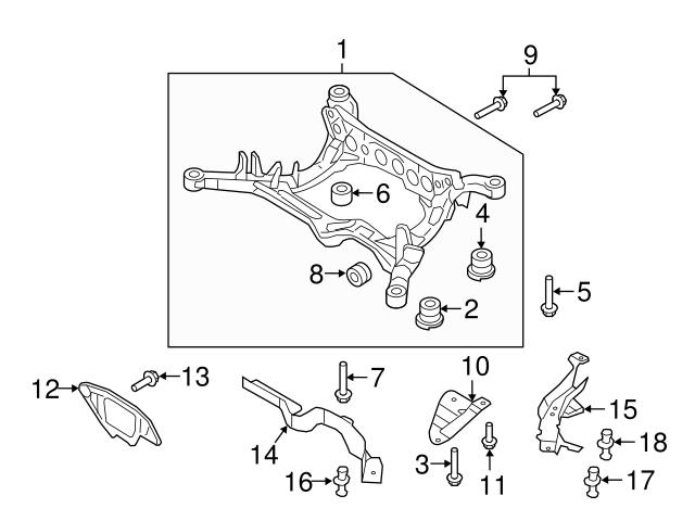 Genuine VW/Audi 8K0599381H Suspension Crossmember Insulator; Center ...