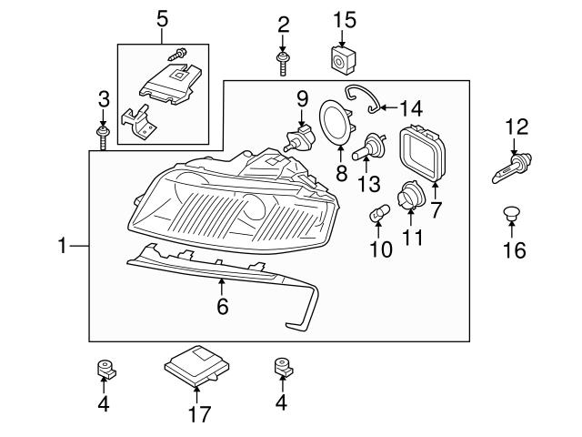 Genuine VW/Audi 8L0806193 Headlight Mounting Panel Spacer; Left, Right ...