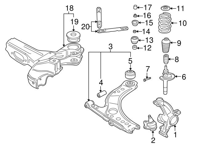 Genuine VW/Audi 8N0413031M Suspension Strut; Front Left or Right - Audi ...