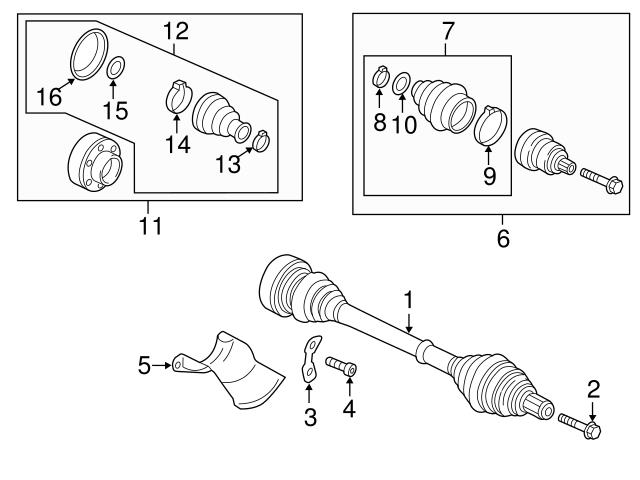 Genuine VW/Audi 8R0598099 CV Joint Kit; Left Outer, Right Outer - Audi ...
