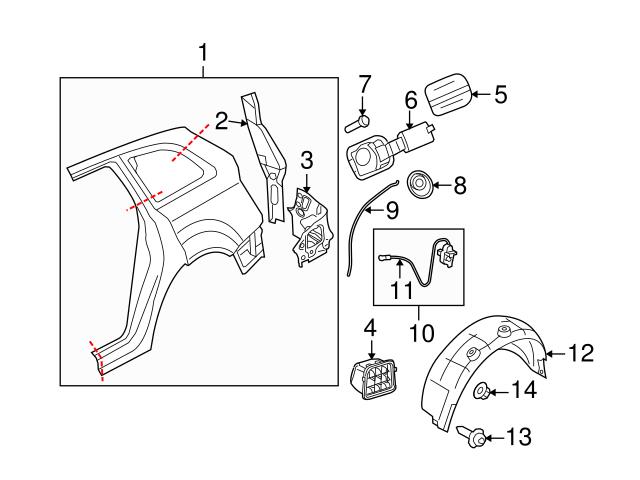 Genuine VW/Audi 8R0809999B Fuel Filler Housing - Audi | AU8R0809999B