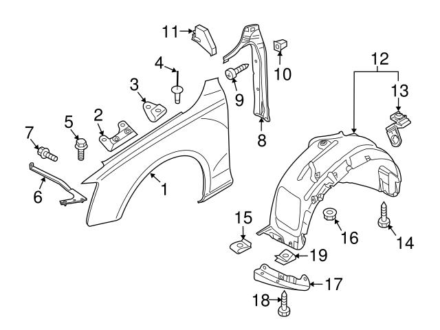 Genuine VW/Audi 8R0821112C Fender Closing Plate; Right - Audi ...
