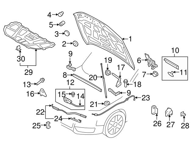 Genuine VW/Audi 8R0823731A Hood Seal; Left - Audi | AU8R0823731A