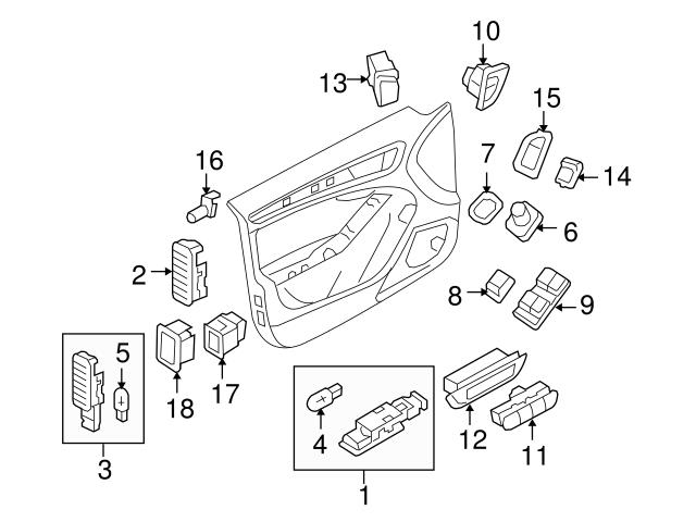 Genuine VW/Audi 8R1959527AAZ3 Power Seat Switch Bezel; Left - Audi ...