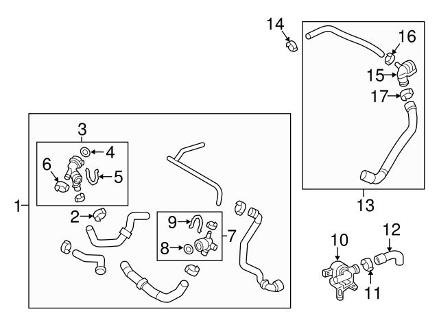 Genuine VW/Audi 8S0122101B Radiator Coolant Hose; Left - Audi ...