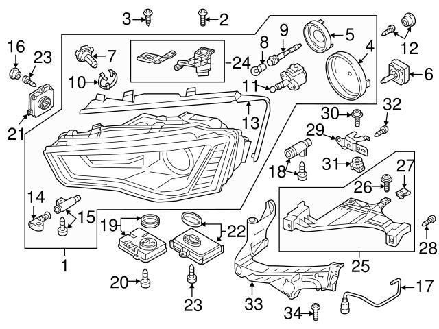 Genuine VW/Audi 8T0805607D Headlight Mounting Panel; Left - Audi ...