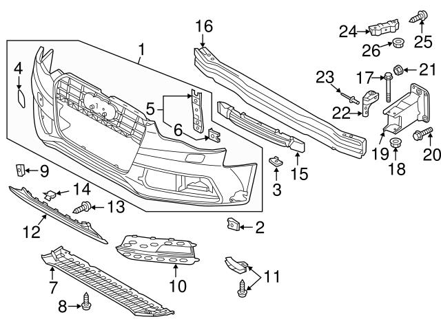 Genuine VW/Audi 8T0807899B Bumper Cover Brace - Audi | AU8T0807899B
