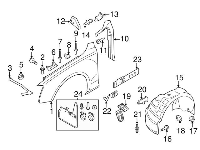 Genuine VW/Audi 8T0821468A Fender Bracket; Right - Audi | 8T0821468 ...