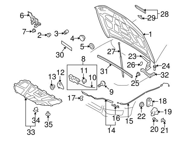 Genuine VW/Audi 8T0823723B Hood Seal; Center Rear - Audi | 8T0823723 ...