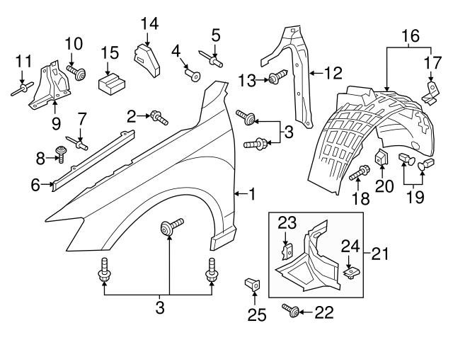 Genuine VW/Audi 8U0821467A Fender Bracket; Left - Audi | AU8U0821467A