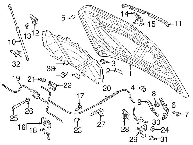 Genuine VW/Audi 8U0823509A Hood Latch; Left, Right - Audi | 8U0823509 ...