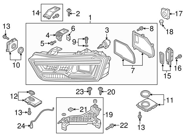 Genuine VW/Audi 8U0941454 Headlight Bracket; Right - Audi | AU8U0941454