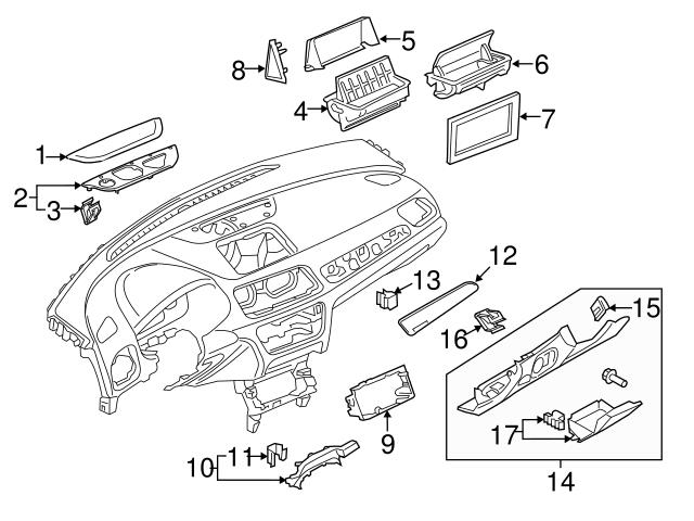 Genuine VW/Audi 8U1863300B6PS Instrument Panel Storage Compartment ...