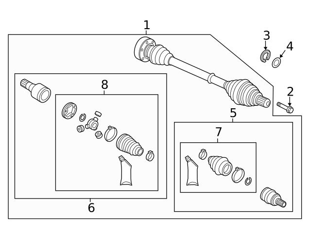 Genuine VW/Audi 8V0498103A CV Joint Kit; Left, Left Inner - Audi ...