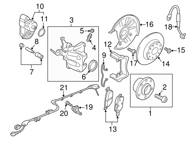 Genuine VW/Audi 8V0598625B Wheel Bearing and Hub Assembly; Left Rear ...