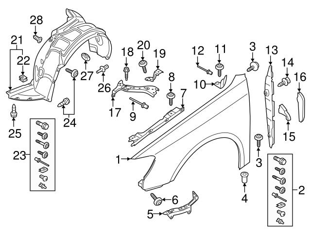Genuine VW/Audi 8V0821092C Fender Bracket; Right - Audi | 8V0821092B ...