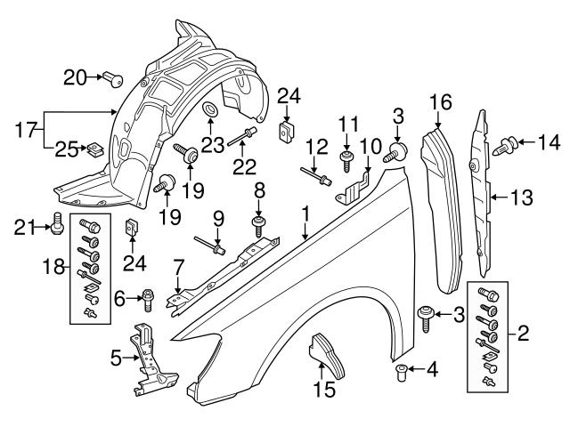 Genuine VW/Audi 8V0821135A Fender Bracket; Left - Audi | 8V0821135C ...