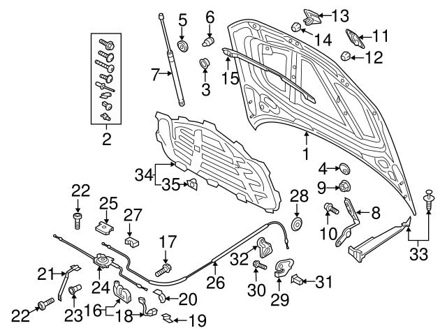 Genuine VW/Audi 8V0823531A Hood Release Cable - Audi | 8V0823531 ...