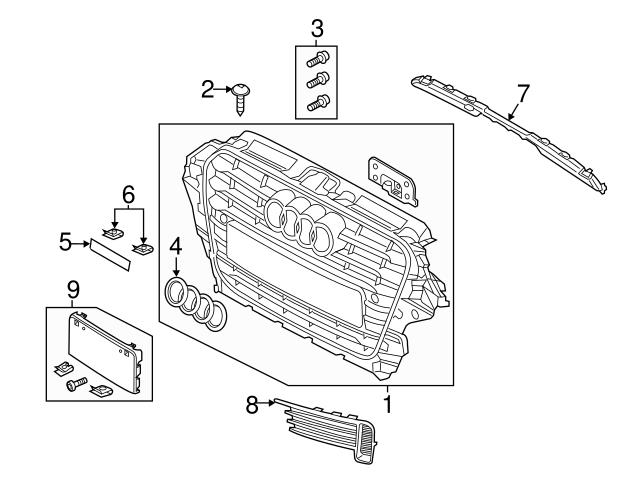 Genuine VW/Audi 8V58076829B9 Grille; Right - Audi | AU8V58076829B9