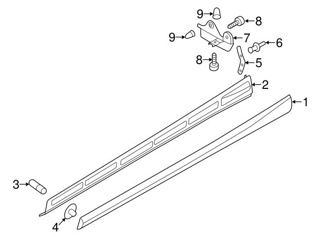 Genuine VW/Audi 8V5854536 Rocker Panel Molding Bracket; Right - Audi ...