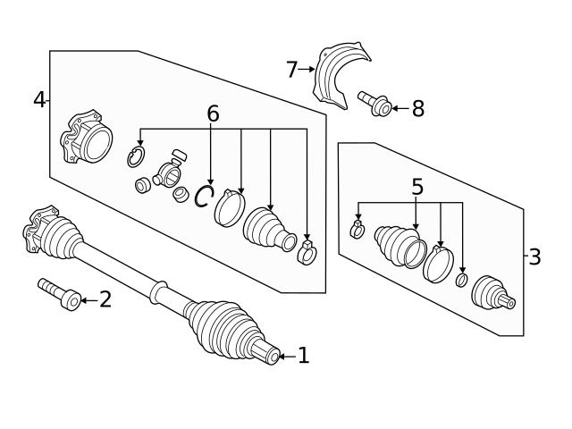 Genuine VW/Audi 8W0498203 CV Joint Boot Kit; Left, Right, Front Outer ...