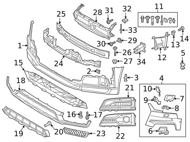Genuine VW/Audi 8W0807682P9B9 Grille; Right - Audi | AU8W0807682P9B9