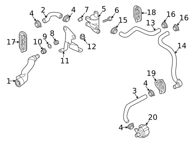Genuine VW/Audi 8W0819334F HVAC Heater Hose Connector Tech Tray; Rear ...
