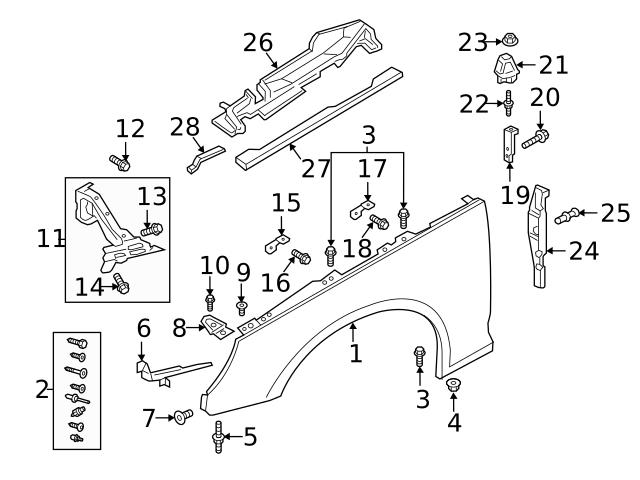 Genuine VW/Audi 8W0821469 Fender Bracket; Left - Audi | AU8W0821469