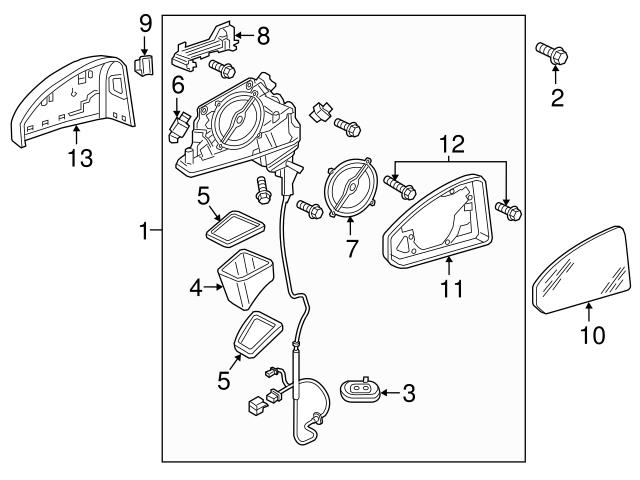 Genuine VW/Audi 8W08572399B9 Door Mirror Housing; Left, Front Left ...