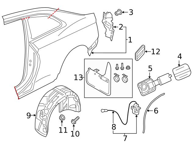 Genuine VW/Audi 8W6809650B Tail Light Pocket; Right - Audi | AU8W6809650B