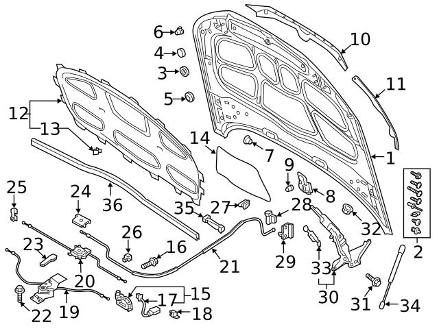 Genuine VW/Audi 8W6823529 Hood Release Cable; Front Forward Front ...