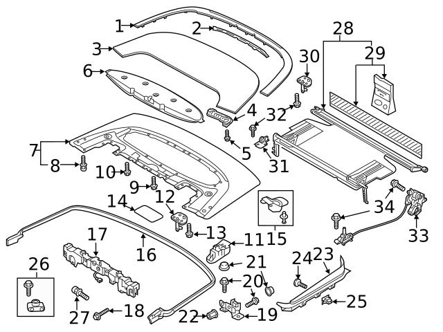 Genuine VW/Audi 8W7825122A Convertible Top Stowage Compartment Lid ...