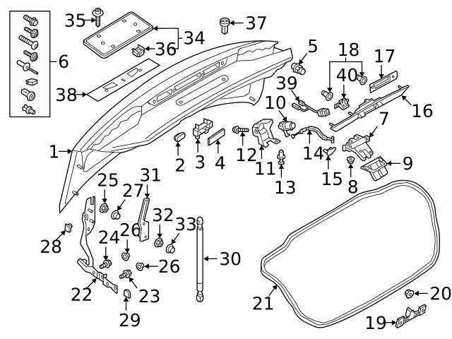 Genuine VW/Audi 8W7827301 Deck Lid Hinge; Left - Audi | AU8W7827301
