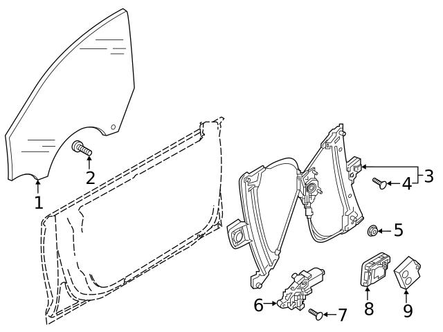 Genuine VW/Audi 8W8837461 Window Regulator; Front Left - Audi | AU8W8837461