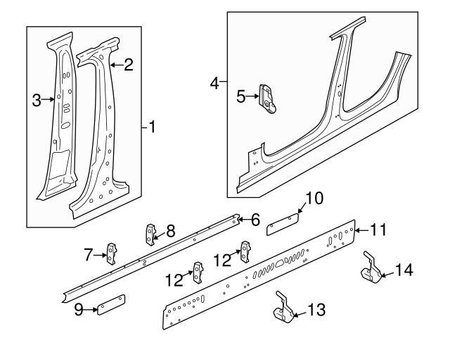 Genuine VW/Audi 8W9809847A B Pillar & Rocker Panel; Left - Audi ...