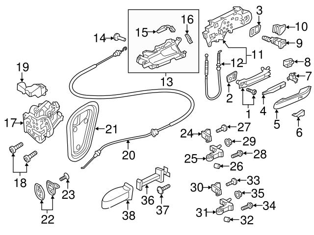 Genuine VW/Audi 8X1837015C Door Latch Assembly; Left - Audi ...