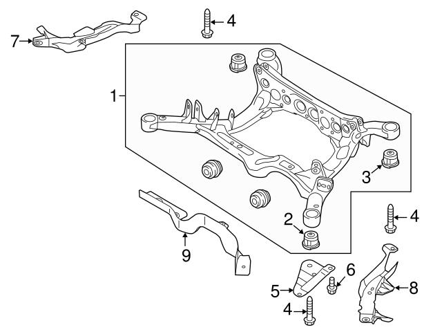 Genuine VW/Audi N90907802 Suspension Crossmember Bolt; Left, Right ...